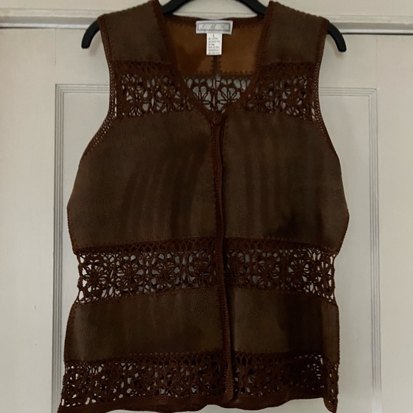 Vintage | Jackets & Coats | Vintage Sml Leather Crochet Vest | Poshmark